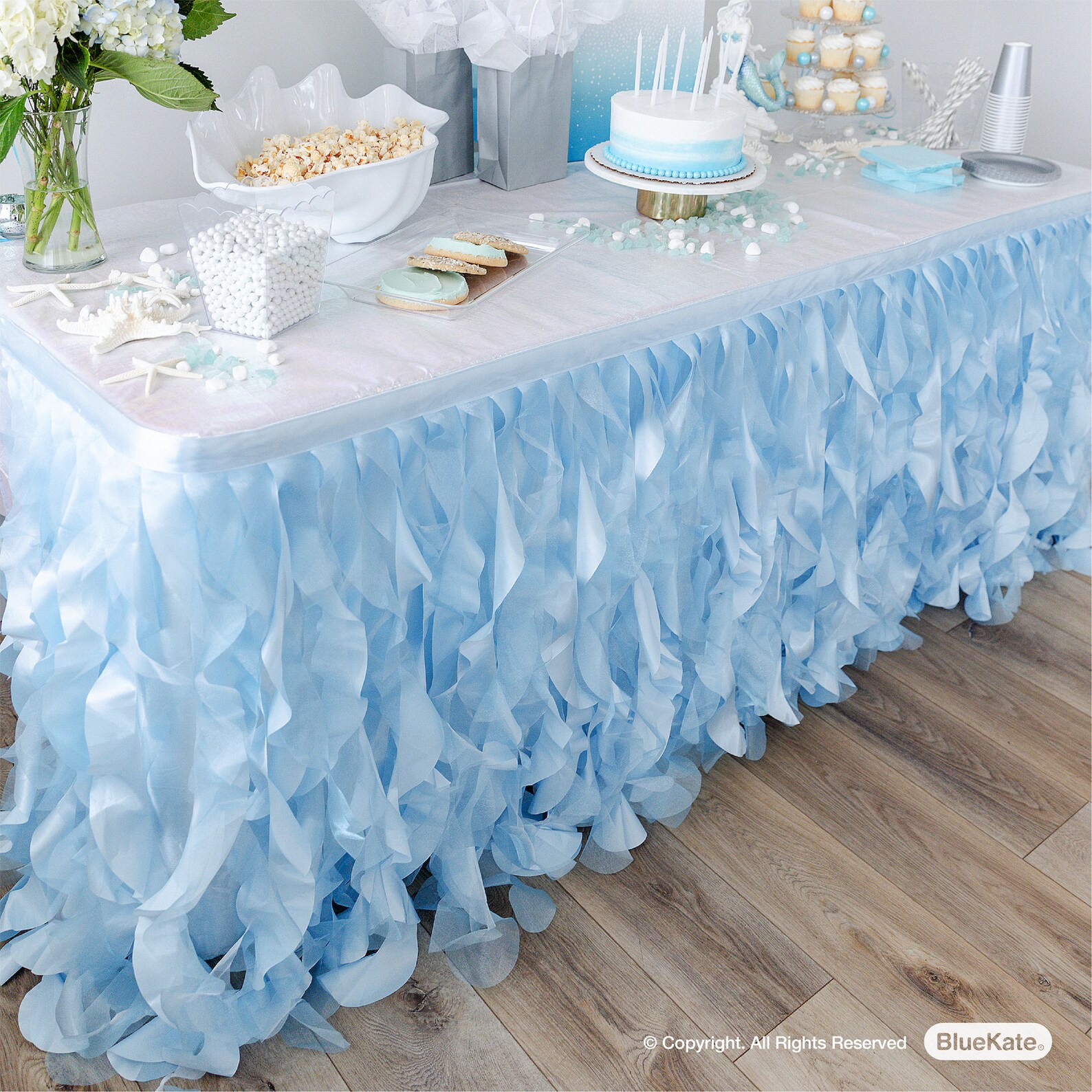 Ice Blue Tutu Table Skirt With Double Layer Organza Willows - Etsy