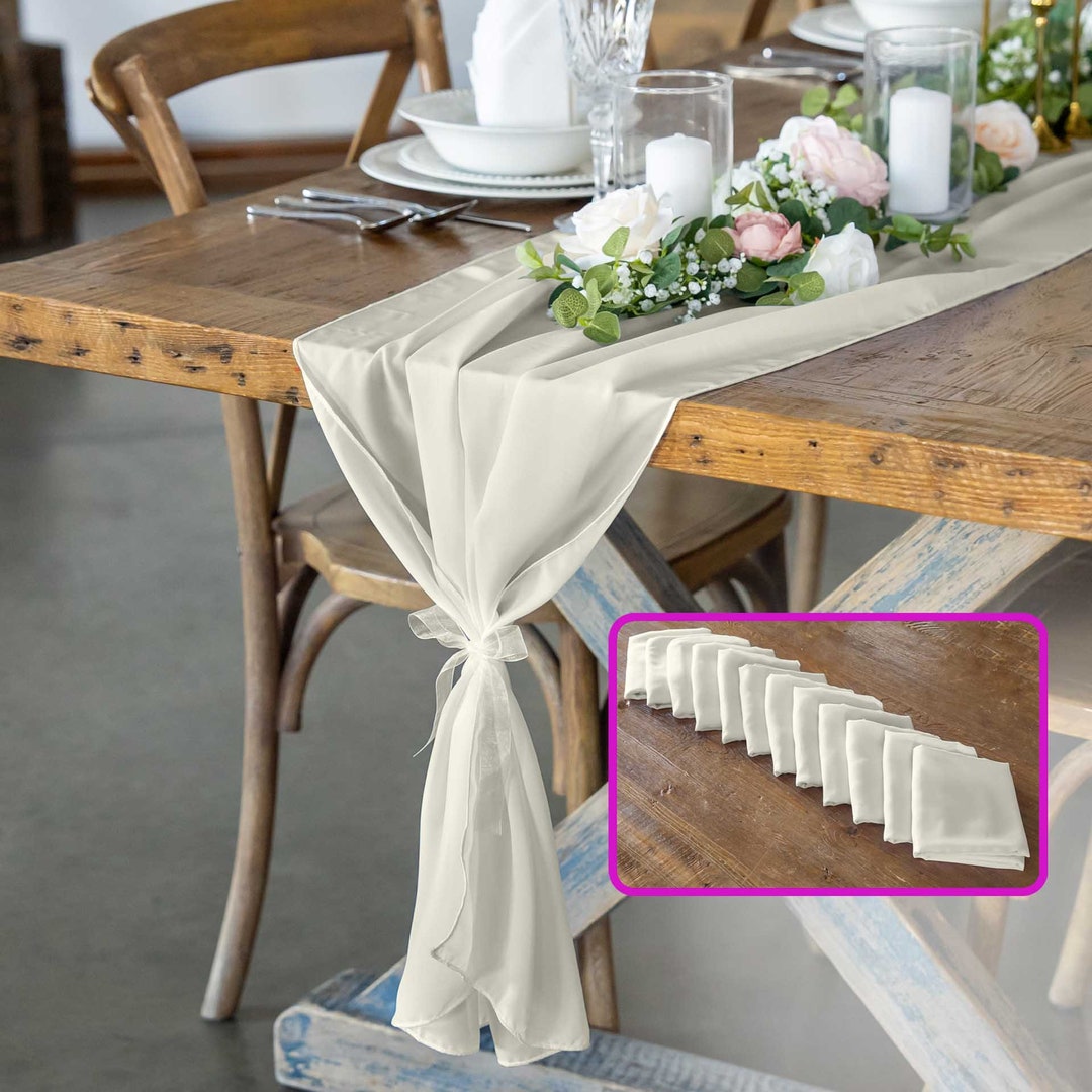 Ivory Chiffon Table Runner 12 Pack of Table Runners Sheer Fabric for ...