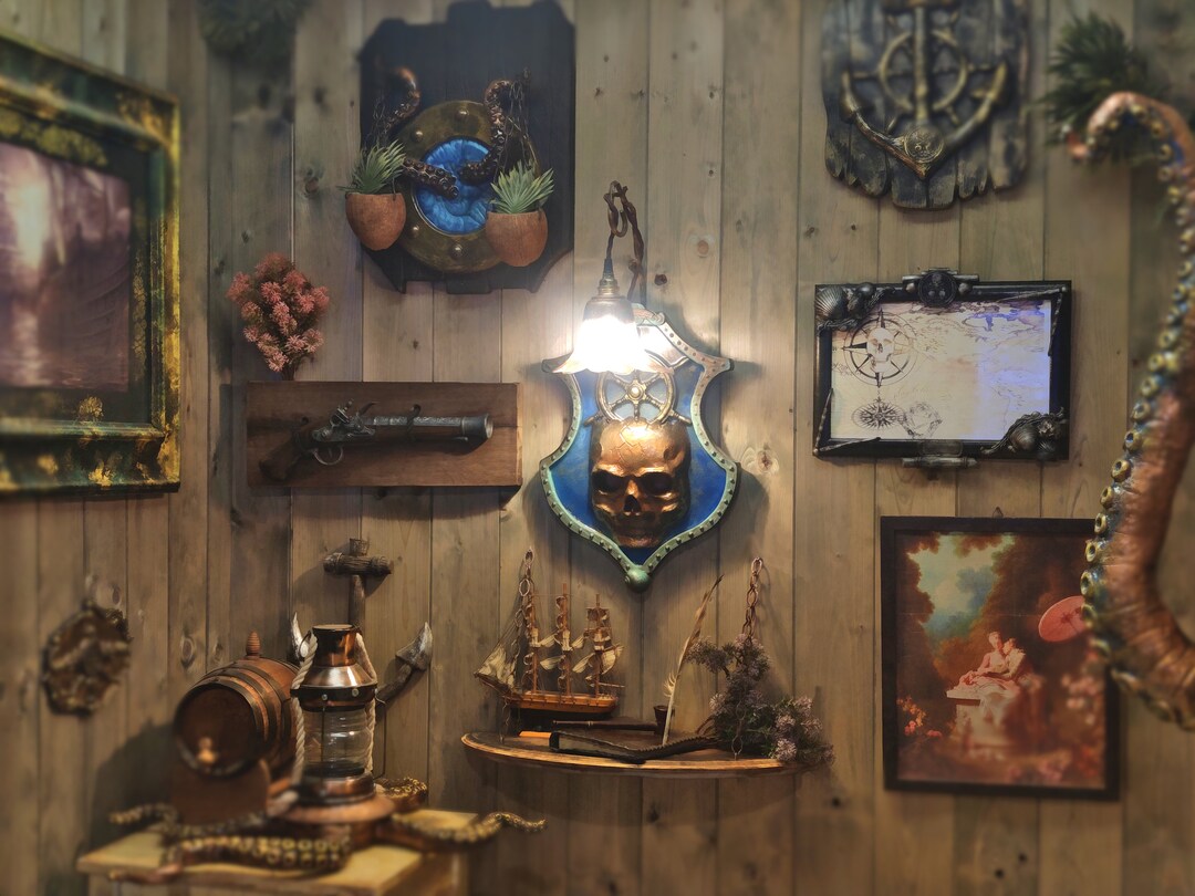 Pirate Lamp Skull Wall Light Wall Lighting. - Etsy