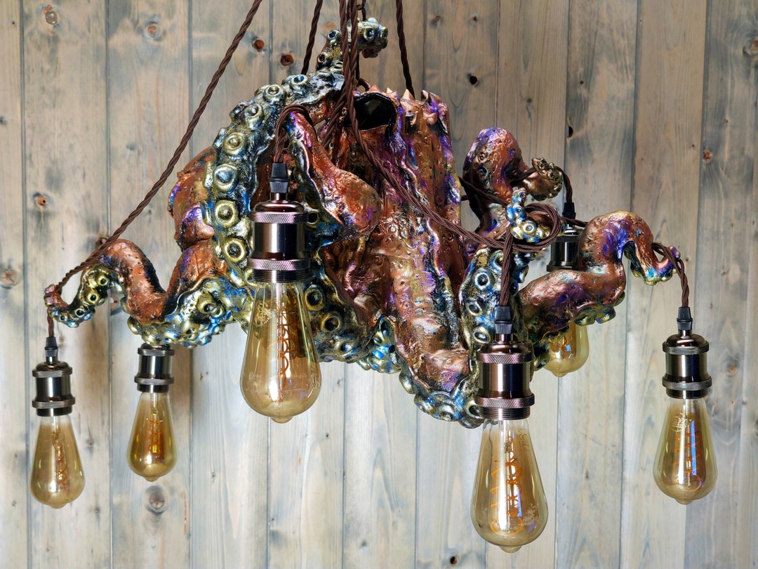 Kraken Octopus Chandelier, Tuscan Art, Steampunk Lighting, Octopus Lamp ...