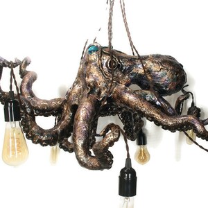 Handcrafted Octopus Chandelier, Statement Kraken Light, Suspended ...