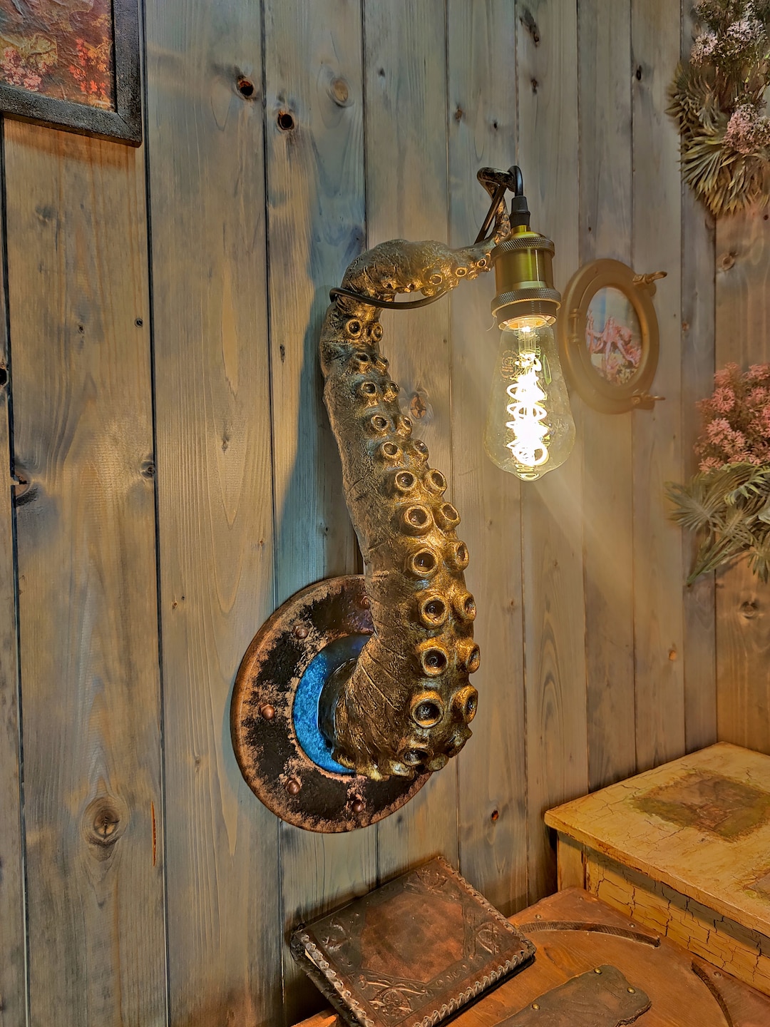 Tentacle Lamp Nautical Porthole Design Steampunk Lighting, Unique ...
