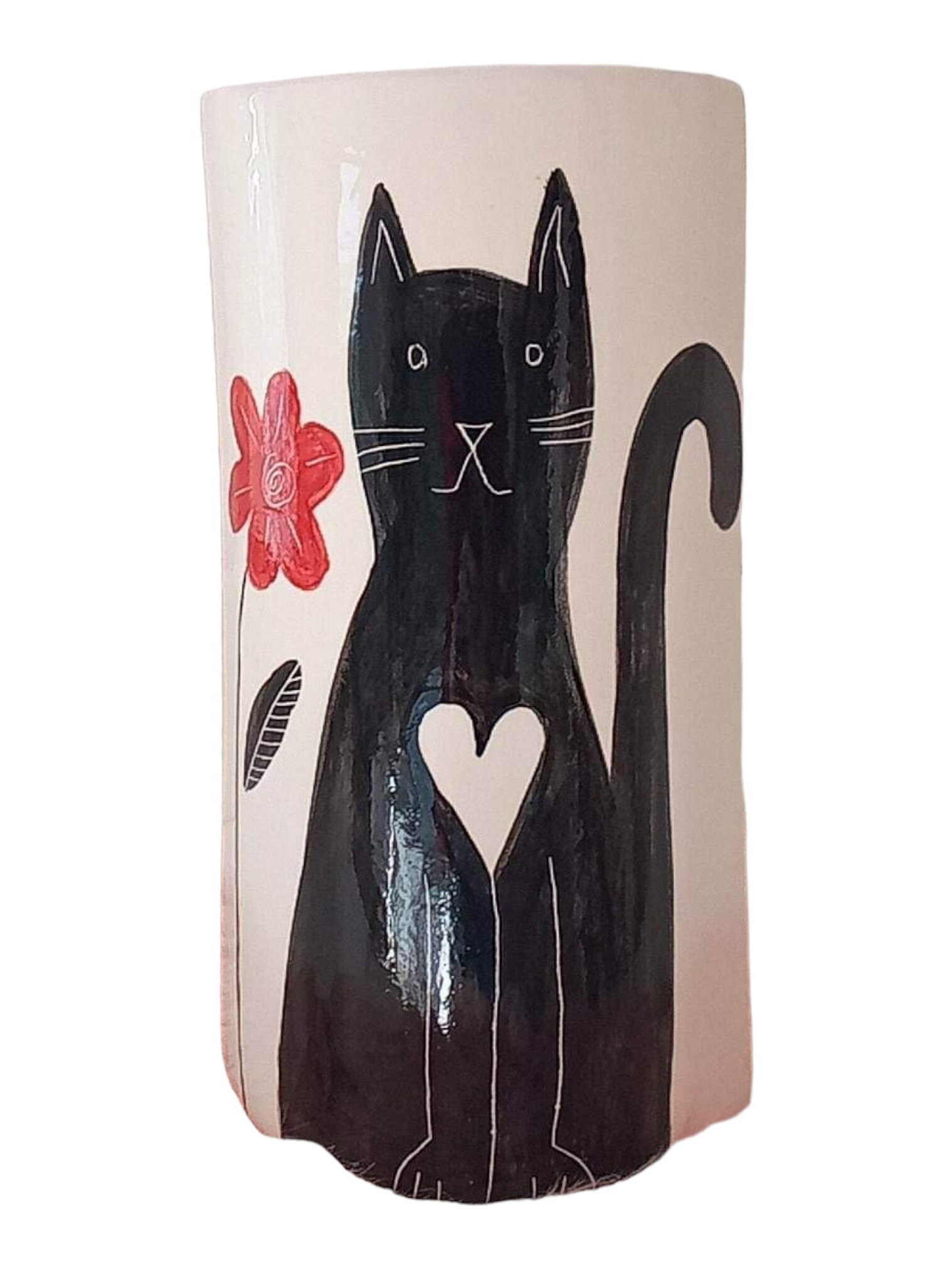 Cat Ceramic Vase Pottery Vase With Cat Art Handmade - Etsy