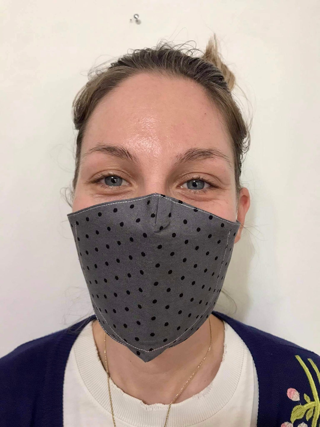 Grey Face Mask and Black Dots With Removable Carbon Filter, Unisex Face ...