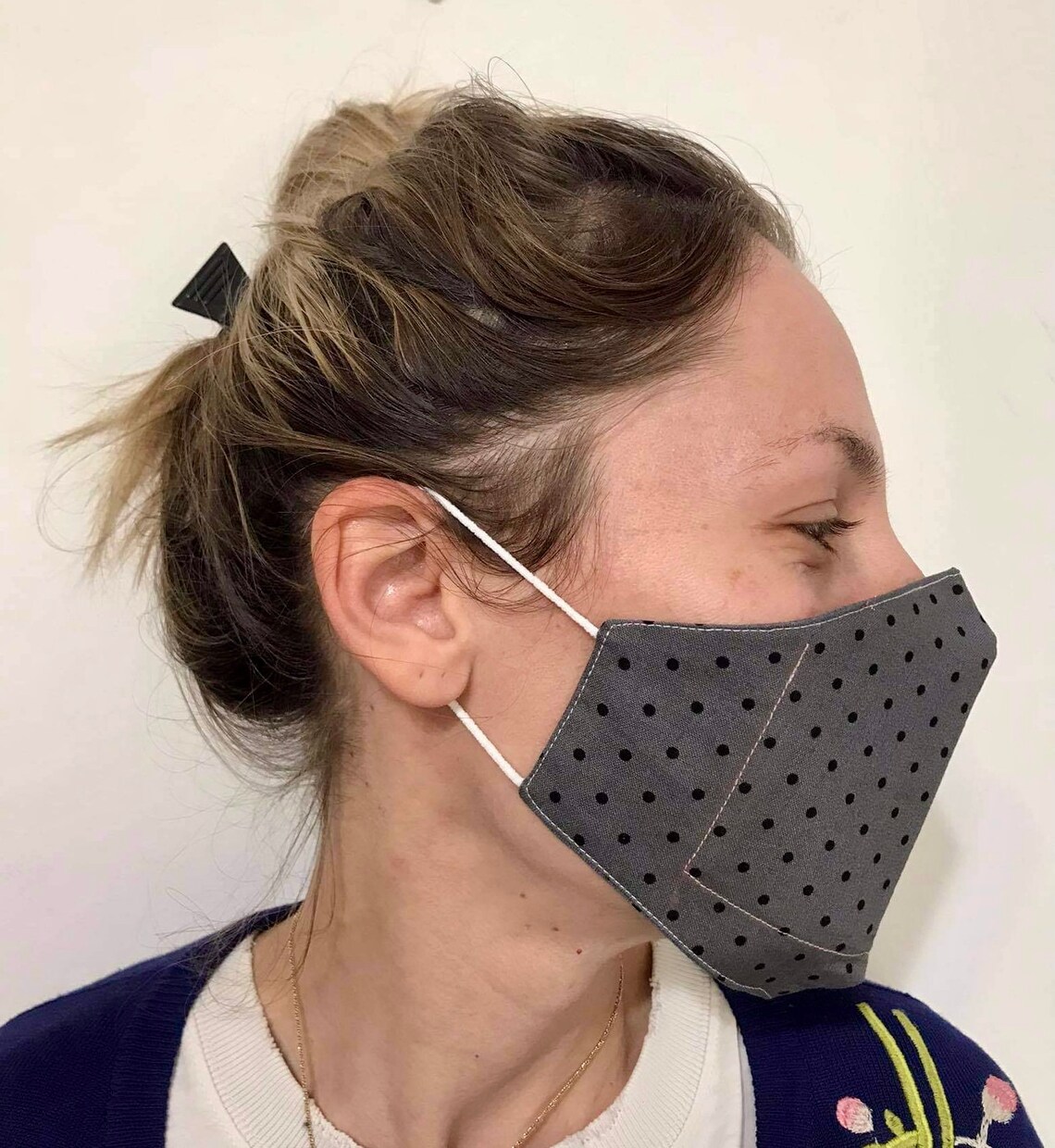 Grey Face Mask and Black Dots With Removable Carbon Filter, Unisex Face ...