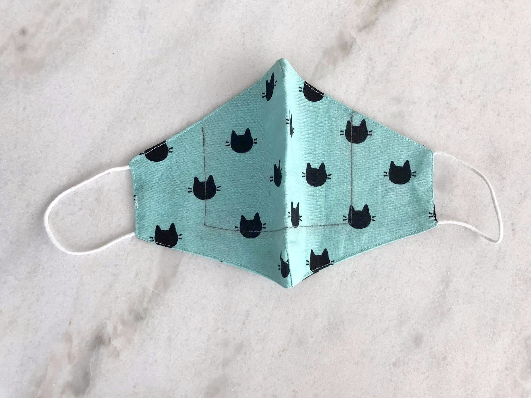 Green and Black Cats Face Mask With Removable Carbon Filter, Unisex ...