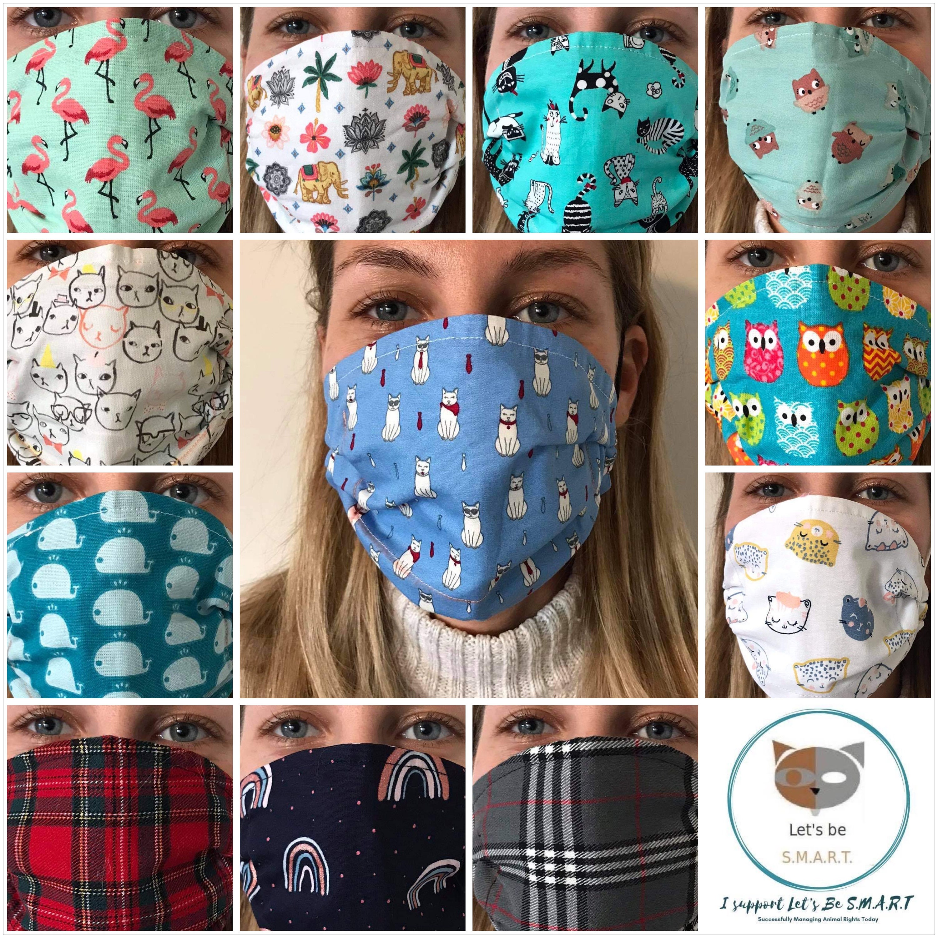 WOW Cute Cats Face Mask, Washable Mask, Durable Mask With Filter Pocket ...