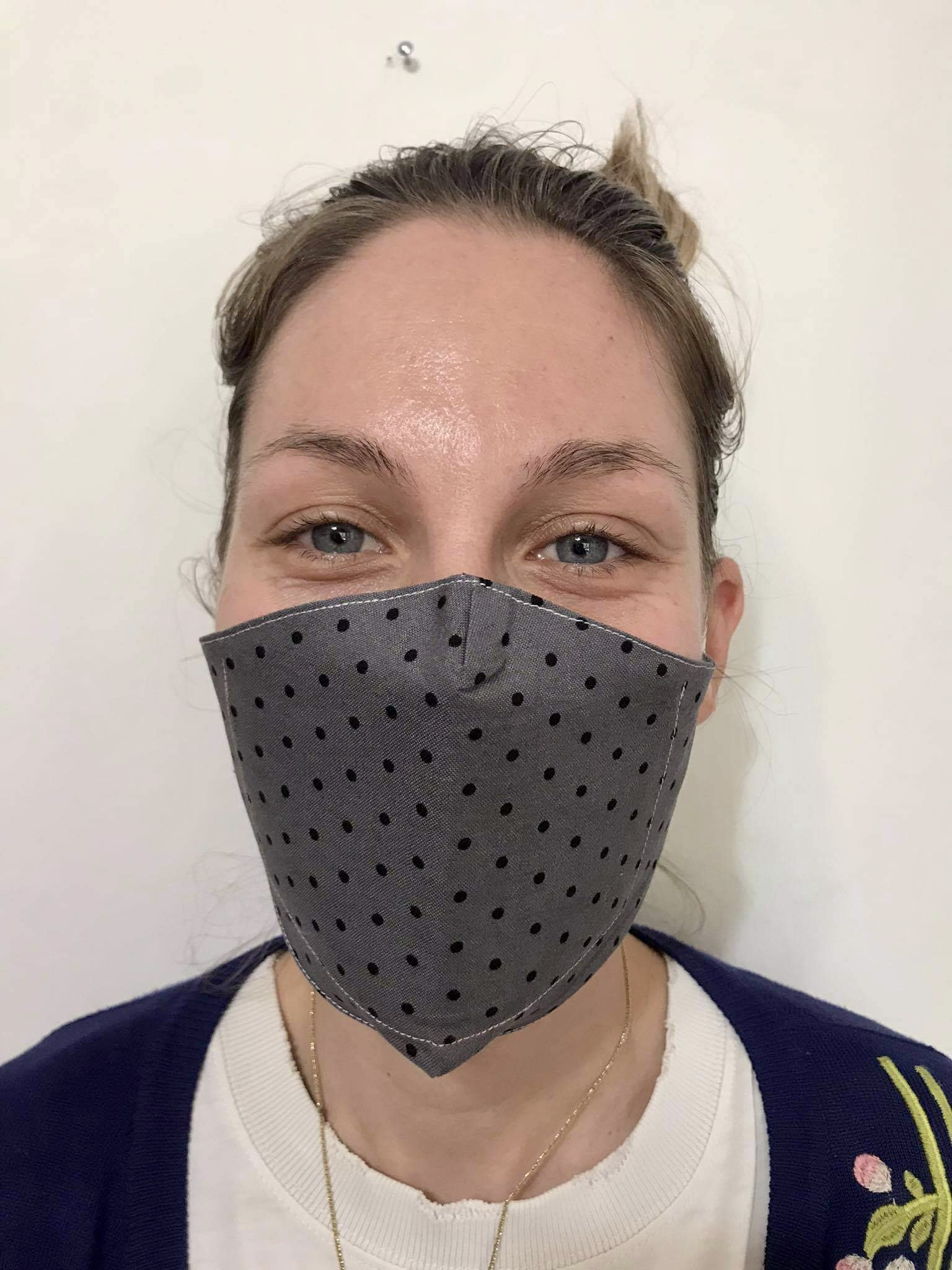 Grey Face Mask and Black Dots With Removable Carbon Filter, Unisex Face ...
