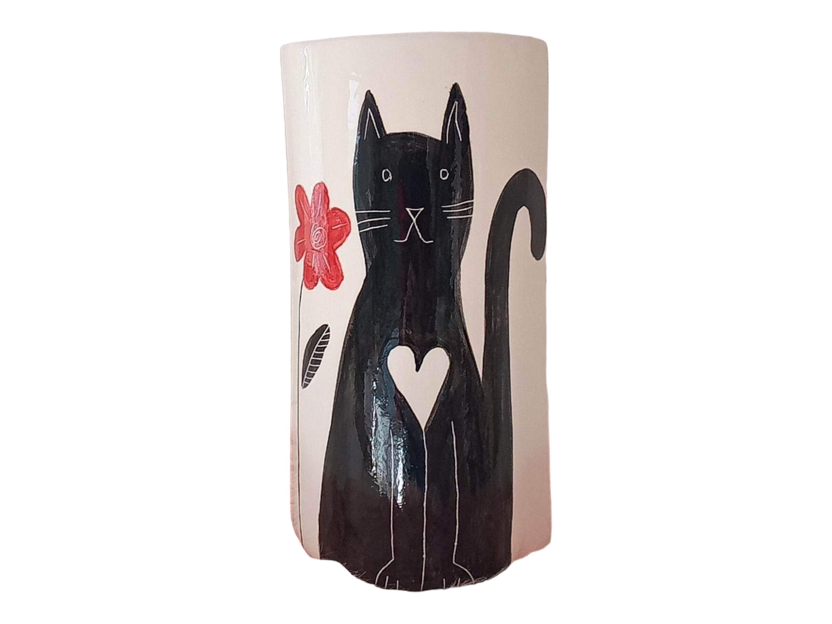 Cat Ceramic Vase Pottery Vase With Cat Art Handmade - Etsy