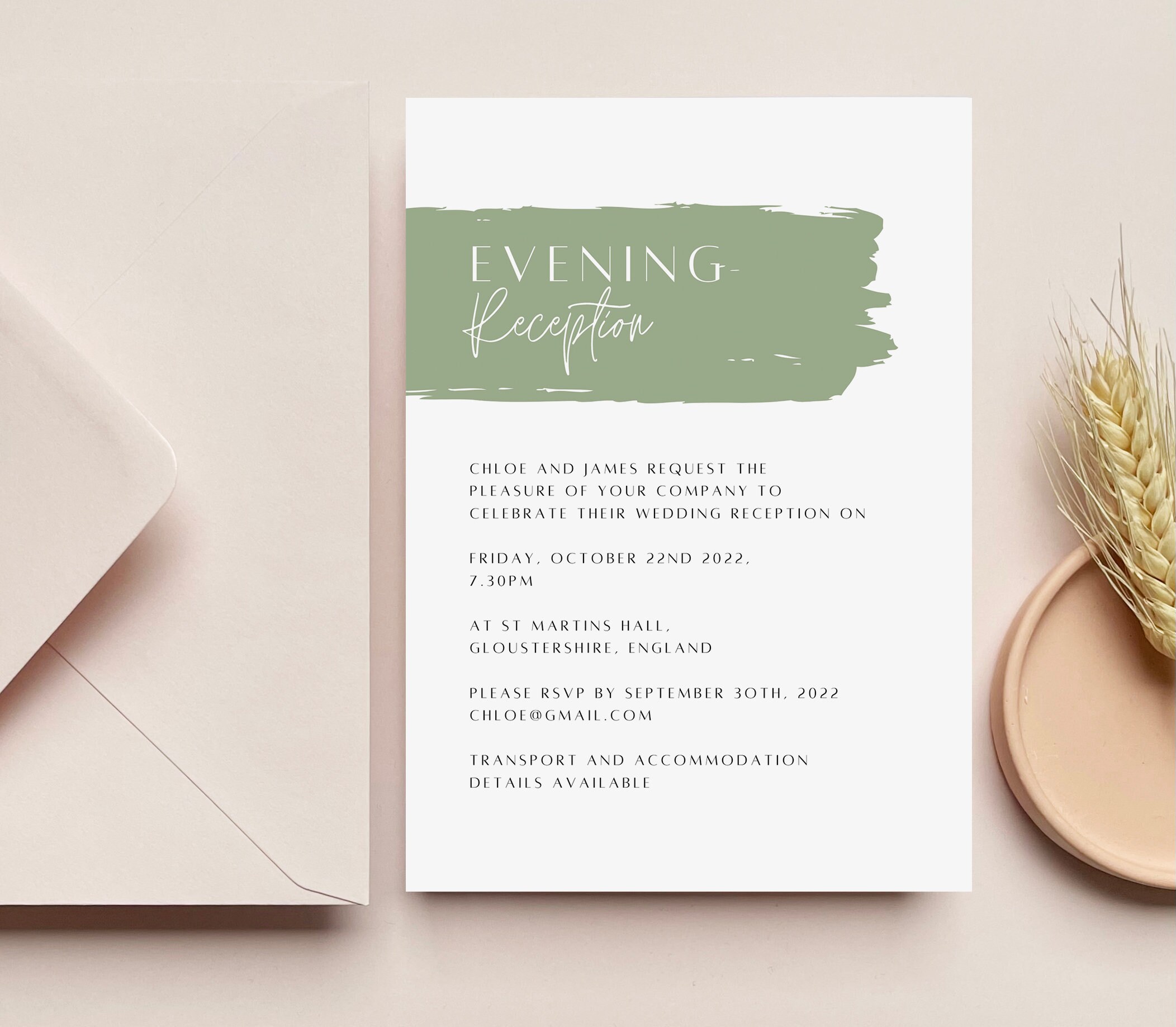Evening Reception Wedding Invitations Elegant Wedding - Etsy UK