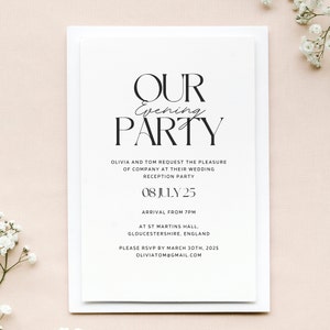 Evening Reception Invitations Elegant Wedding Invite - Etsy UK