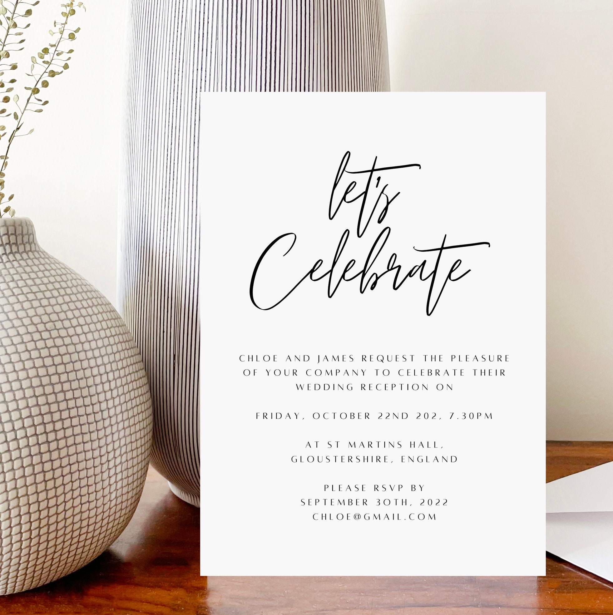Let's Celebrate Evening Invite Wedding Reception | Etsy