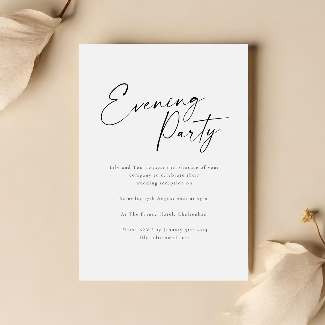 Evening Reception Invitations - Elegant Wedding Invite, Evening ...