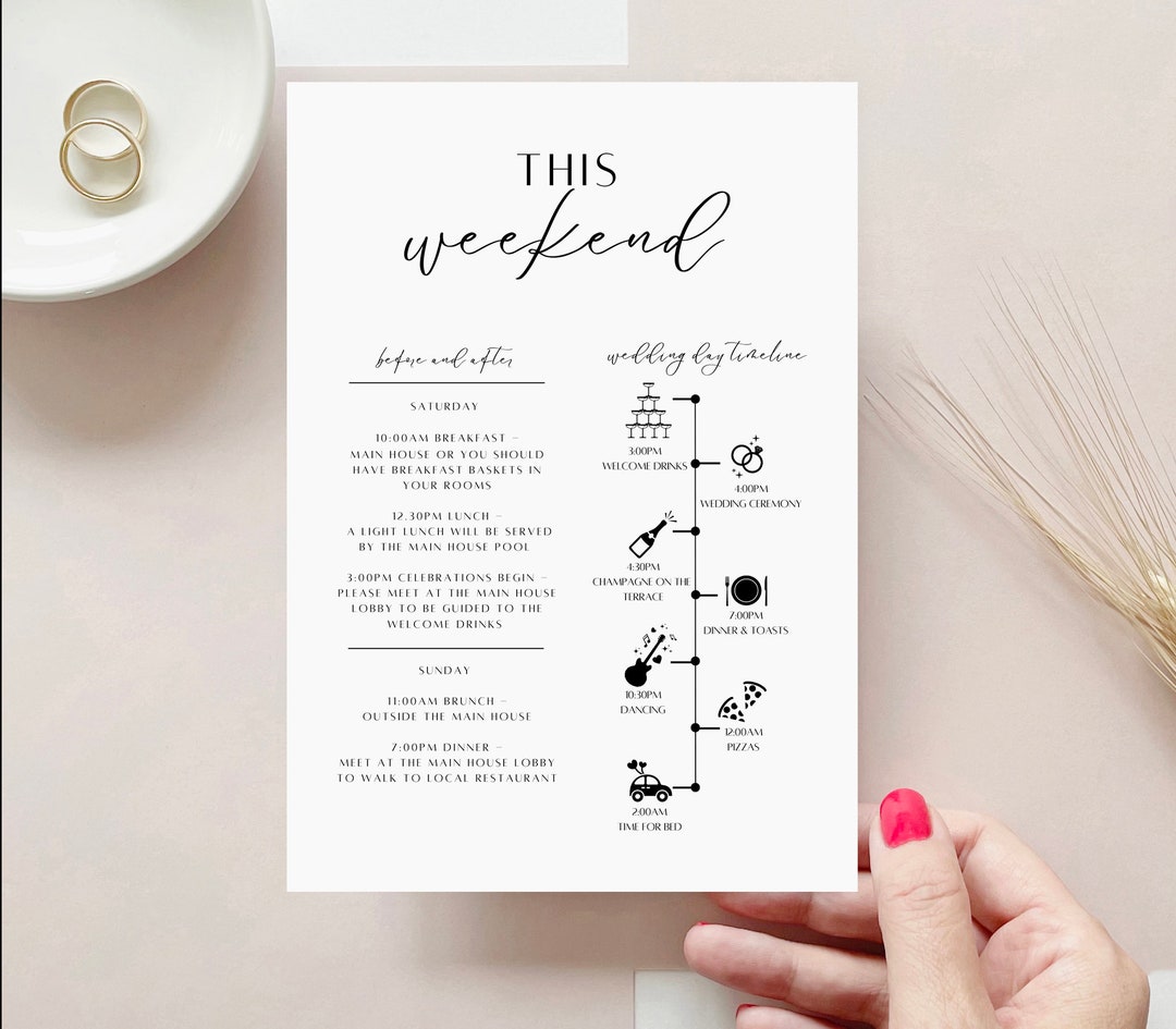 Wedding Welcome Note & Timeline Wedding Order of Events - Etsy UK