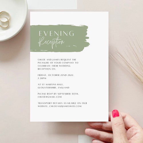 Evening Reception Invitations Elegant Wedding Invite - Etsy UK