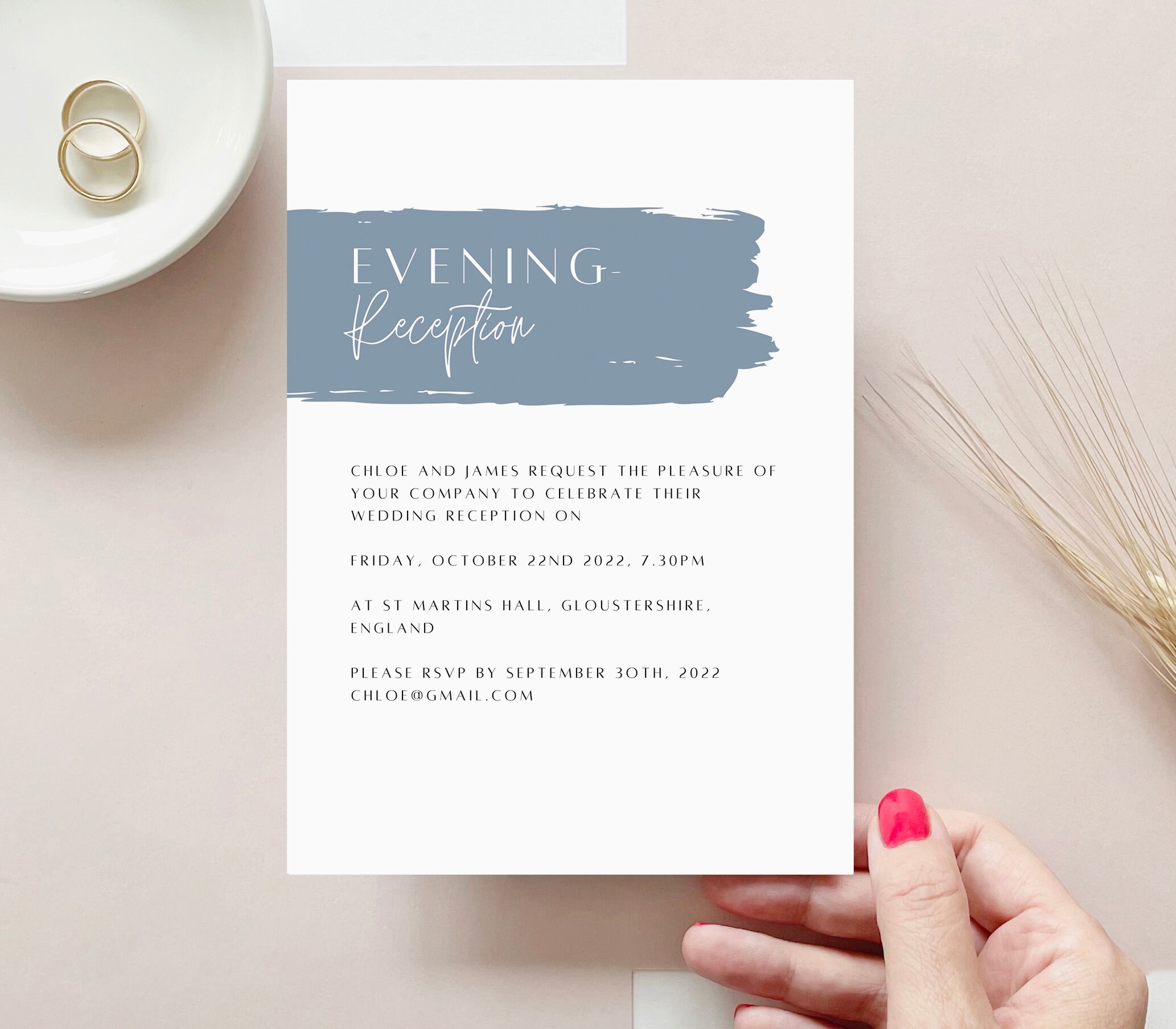 Evening Reception Wedding Invitations Elegant Wedding - Etsy UK