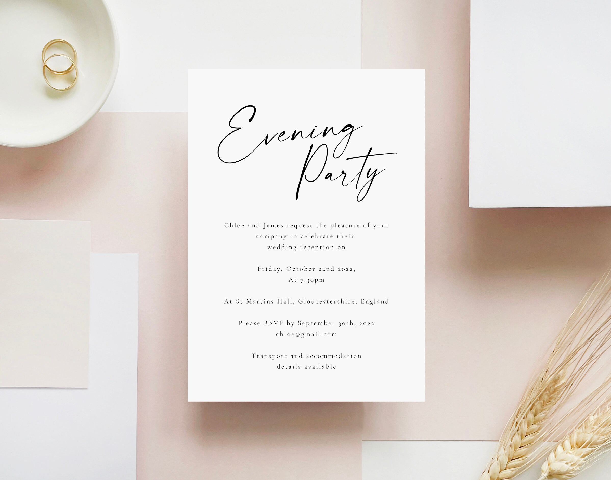 Evening Reception Invitations Elegant Wedding Invite - Etsy