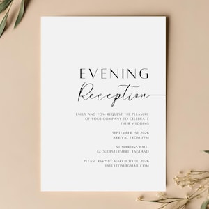 Evening Reception Invitations - Elegant Wedding Invite, Evening ...