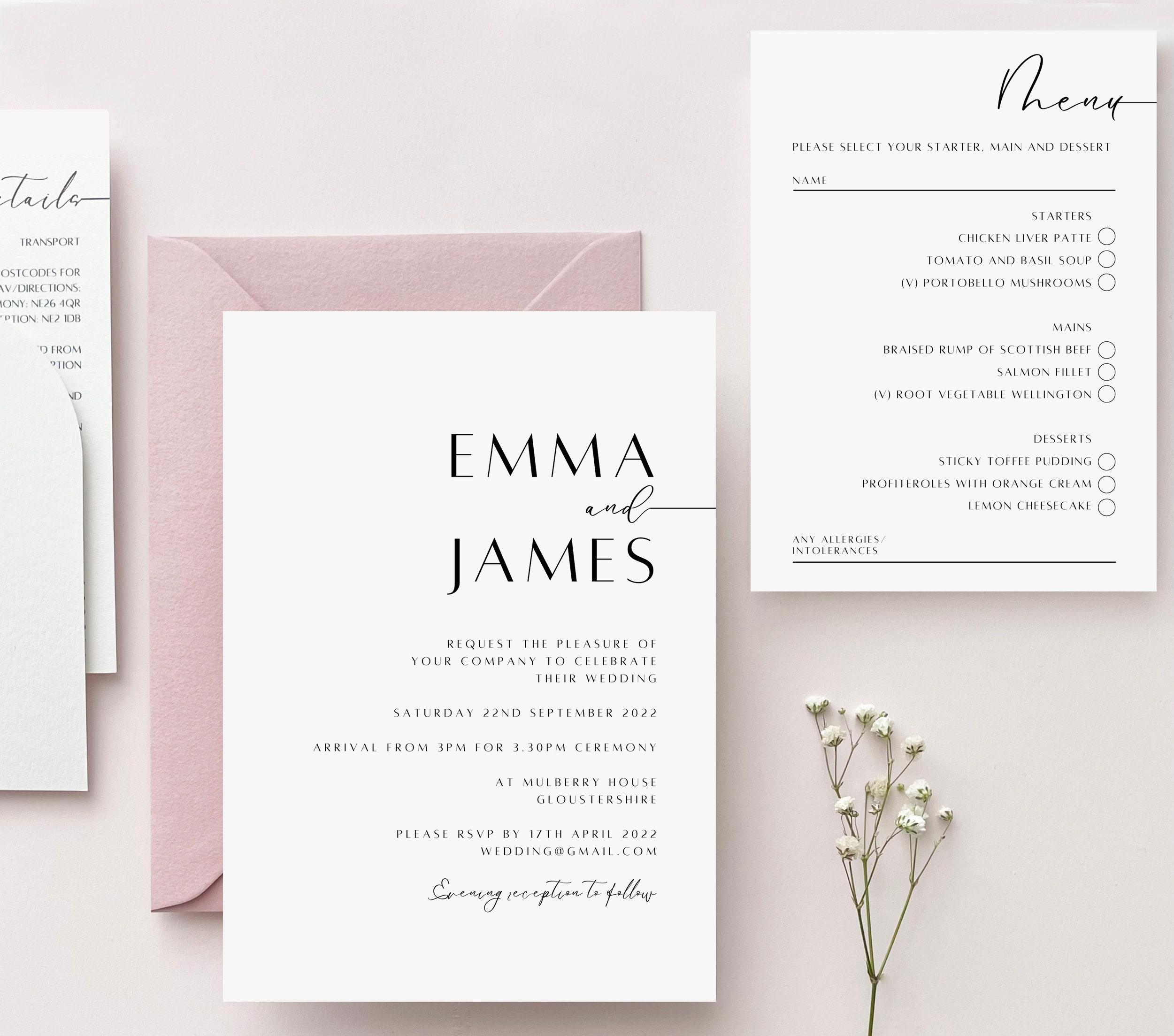 Guest Menu Card Menu Choice Card Menu RSVP - Etsy UK