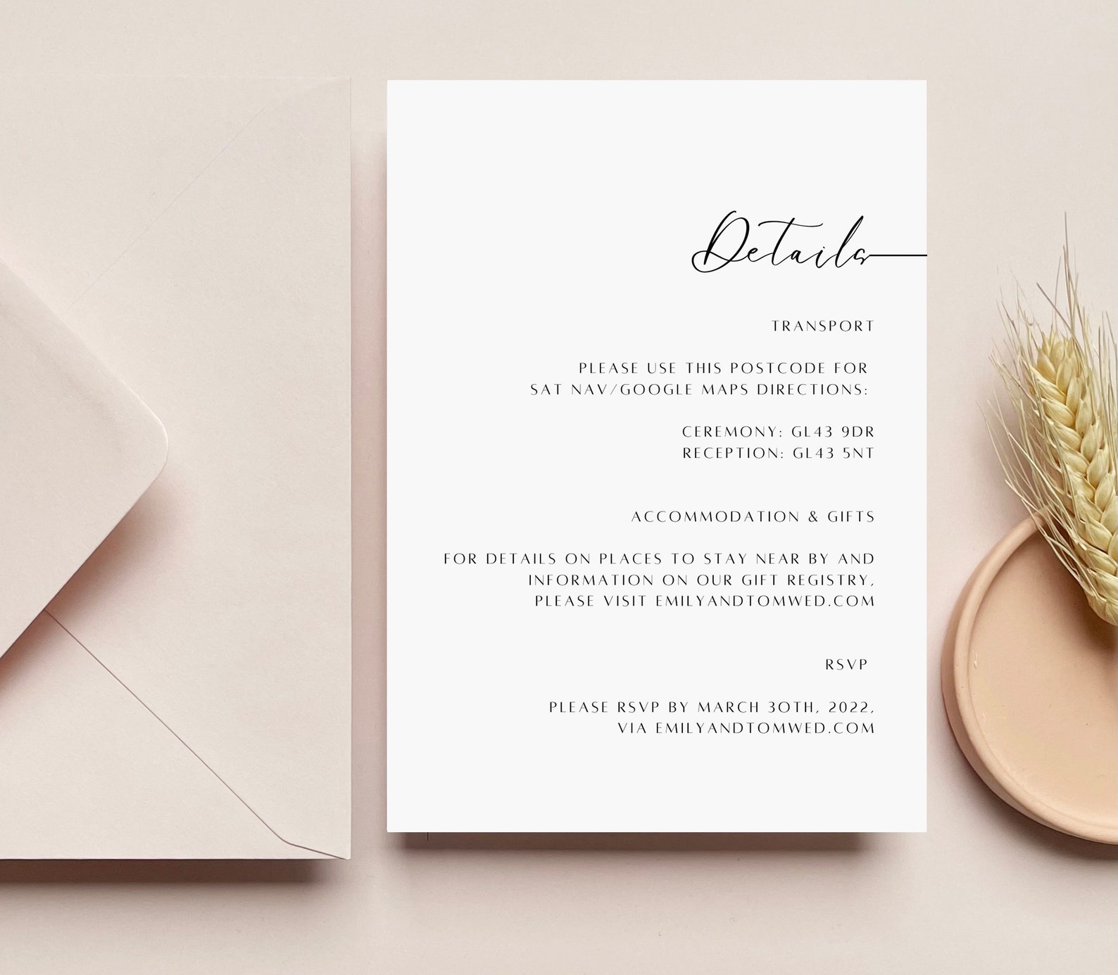 Wedding Details Card Wedding Information Card Wedding Info - Etsy