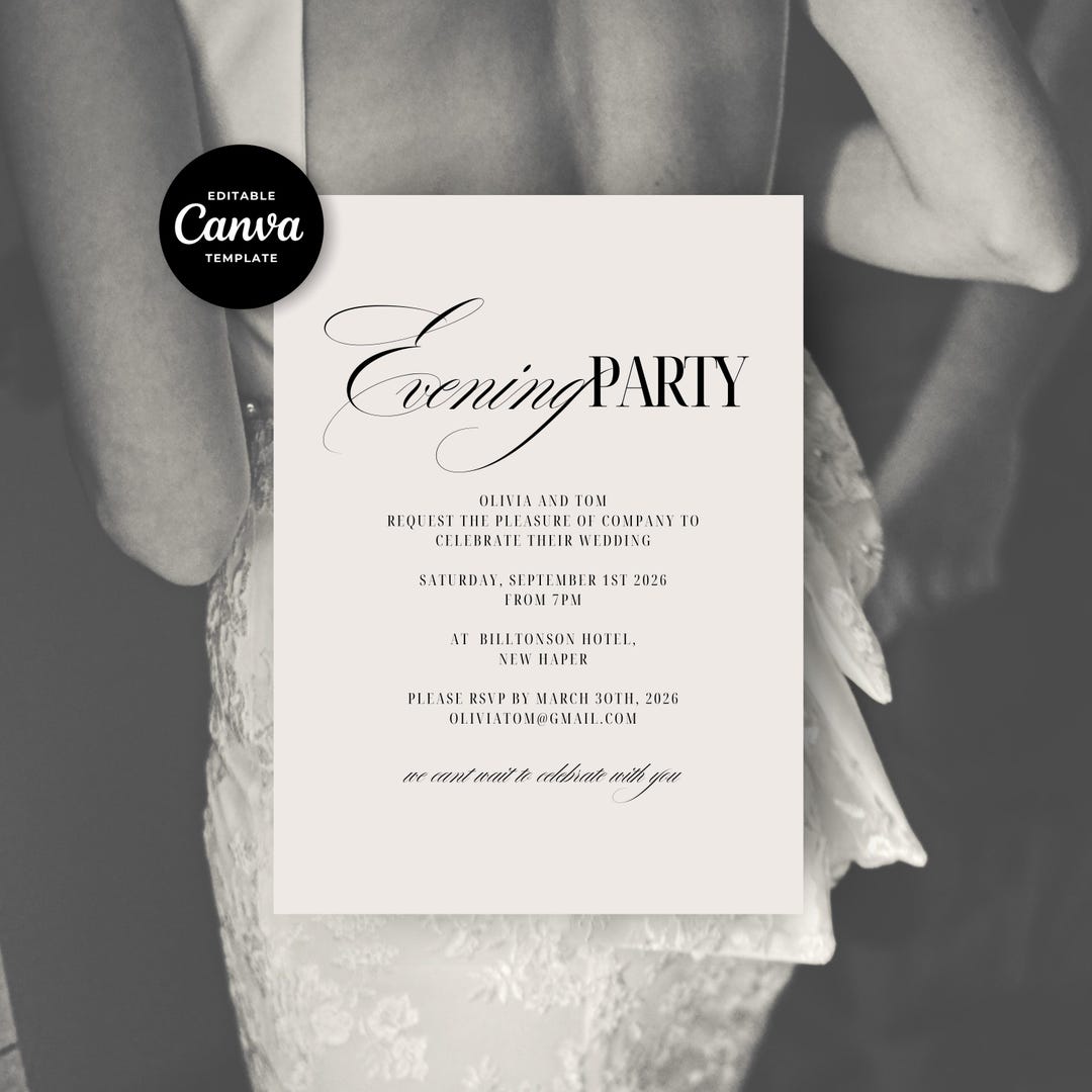 Evening Party Invitation Template, Wedding Invite, Editable Invitation ...