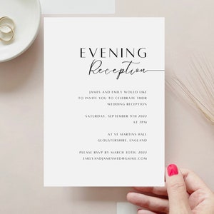 Evening Reception Invitations Elegant Wedding Invite - Etsy UK