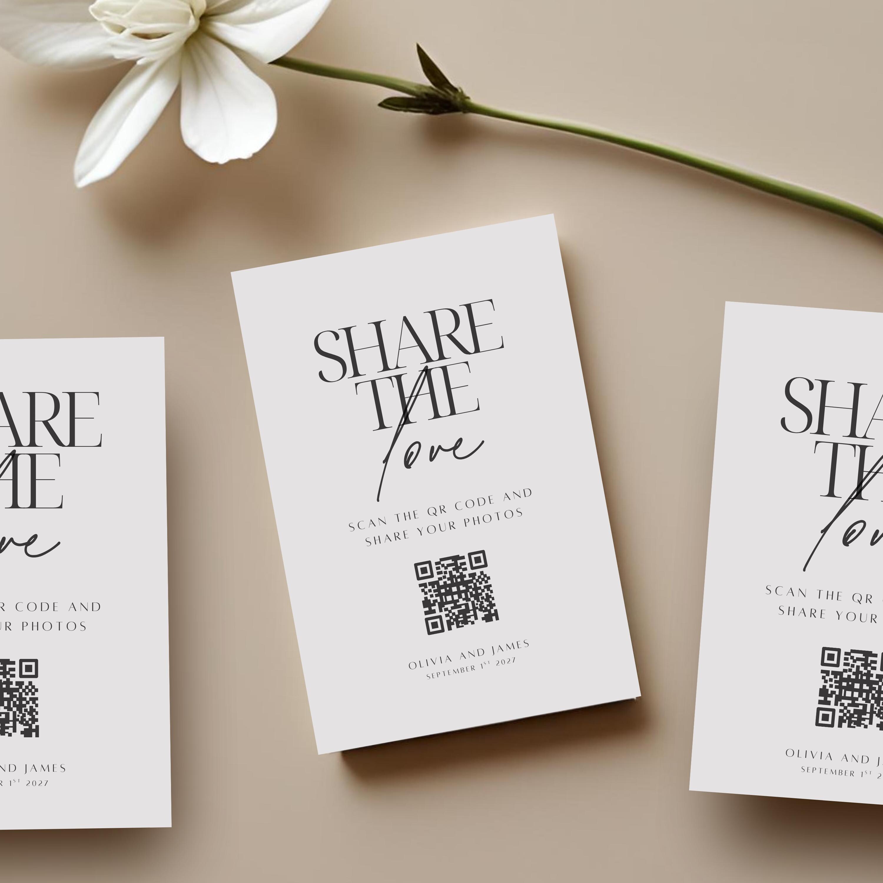 DIY Wedding QR Code Photo Sharing Card Template: Editable Canva Design ...