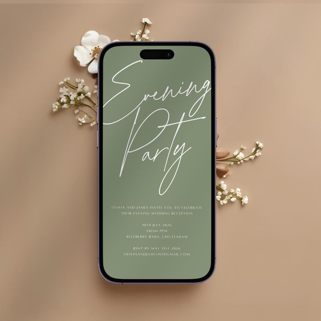 Digital Wedding Evening Party Invitation Template, Elegant Digital ...