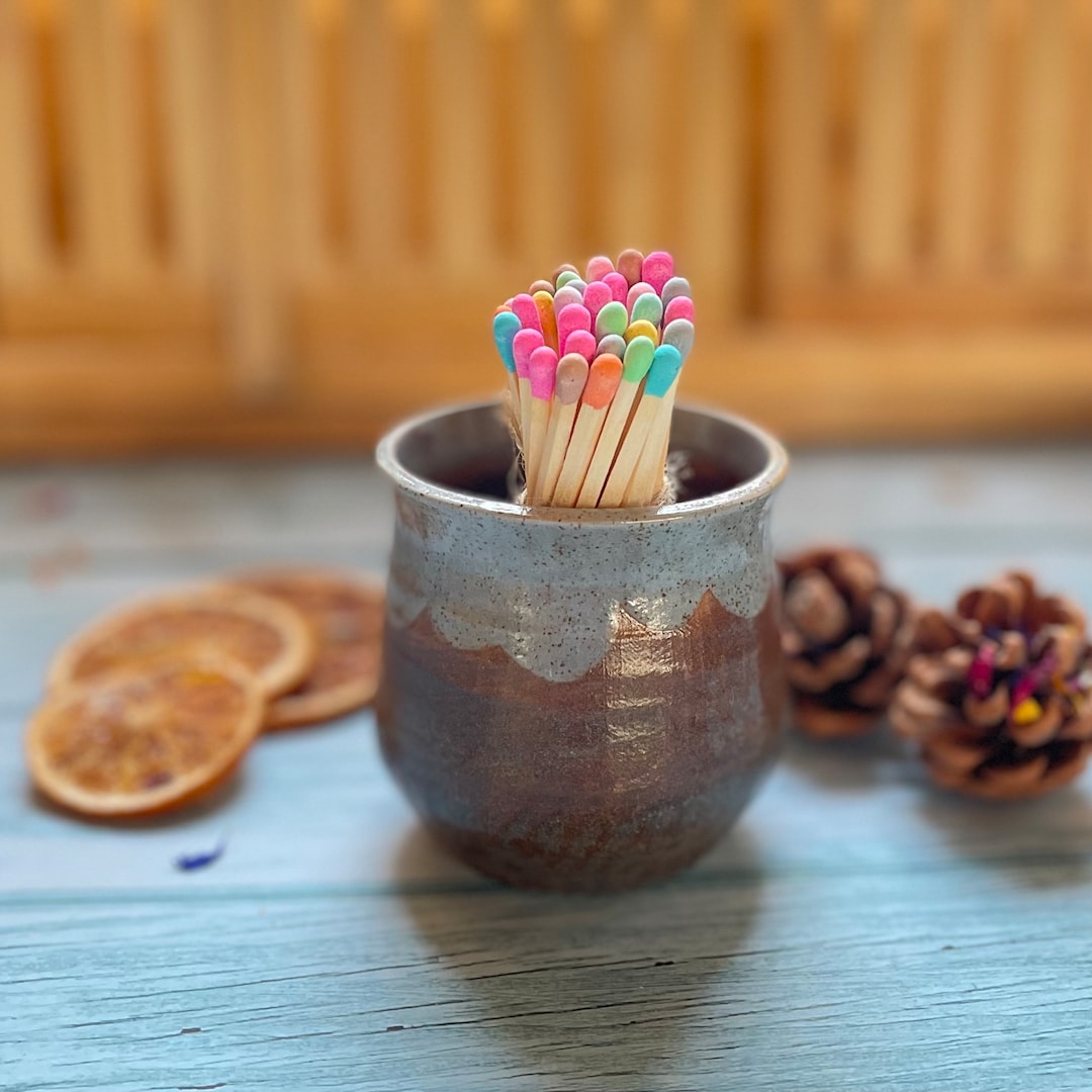 Design No. 5 Hand-thrown Match Pot, Matches and Strike, Match Strike ...