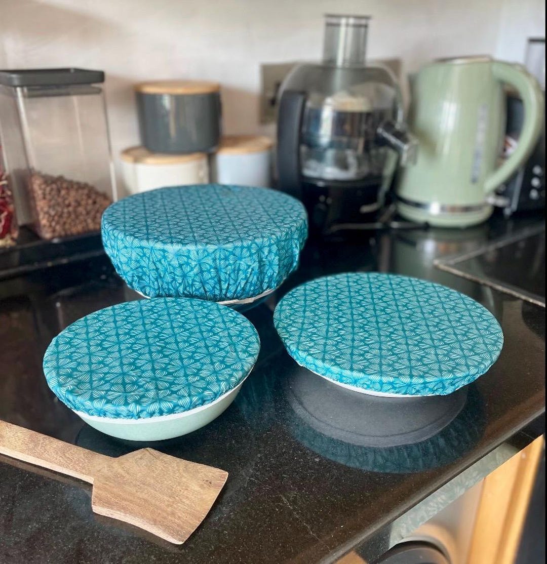 Beeswax Bowl Covers - Elasticated Reusable Food Wraps - Set of 3 - Etsy