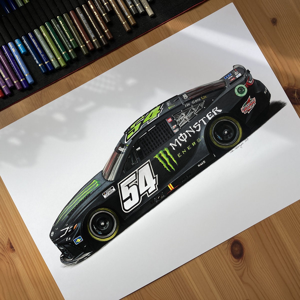 Limited Edition Print of Drawing | Toyota Camry #54 | Ty Gibbs | NASCAR ...