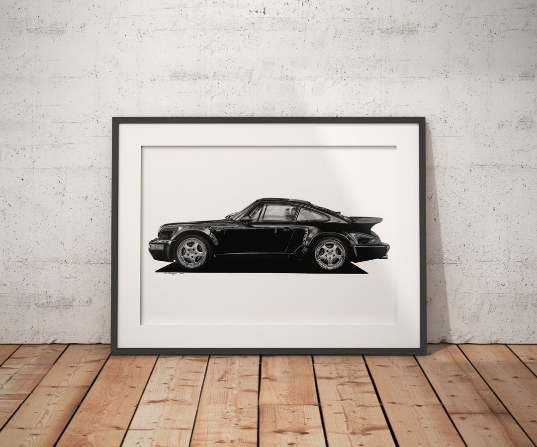 Limited Edition Print of Drawing | Porsche 911 964 Turbo Drawing ...