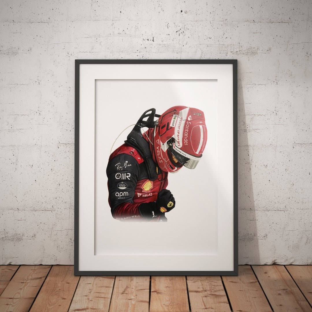 Limited Edition Print of Drawing | Charles Leclerc | Scuderia Ferrari ...