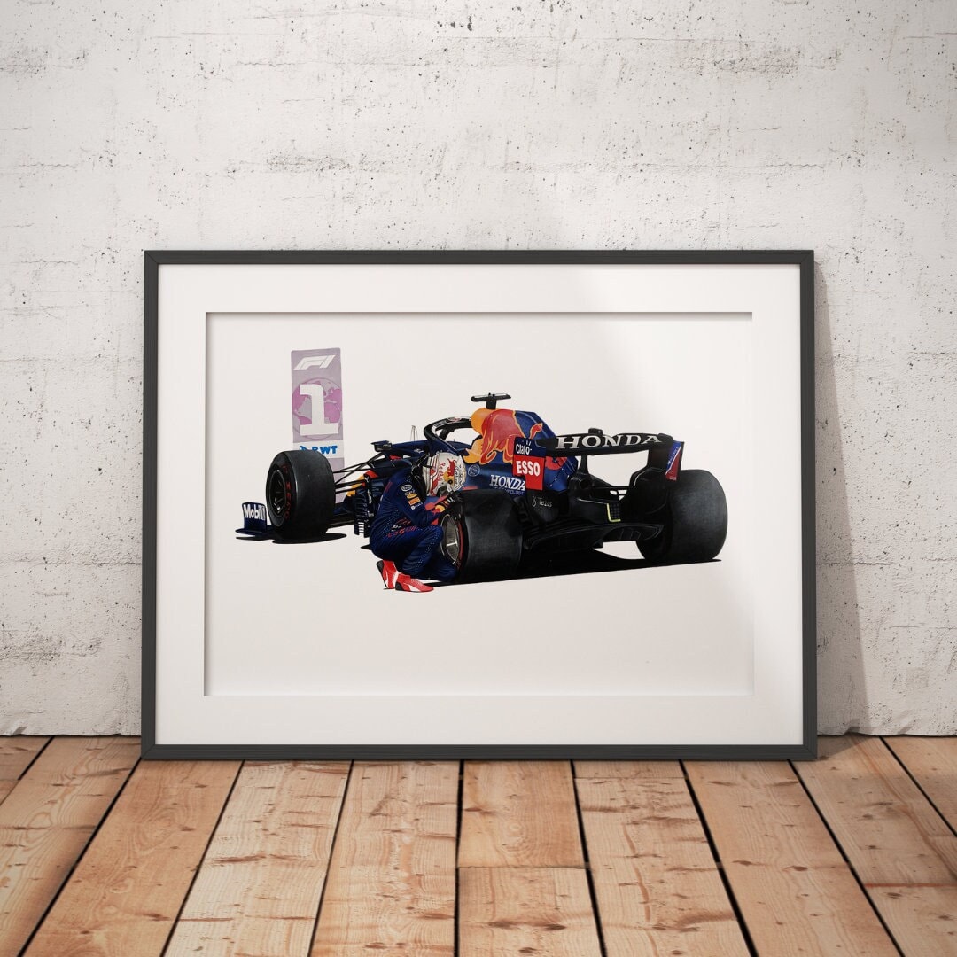 Limited Edition Print of Drawing | Max Verstappen | Red Bull RB16B 2021 ...