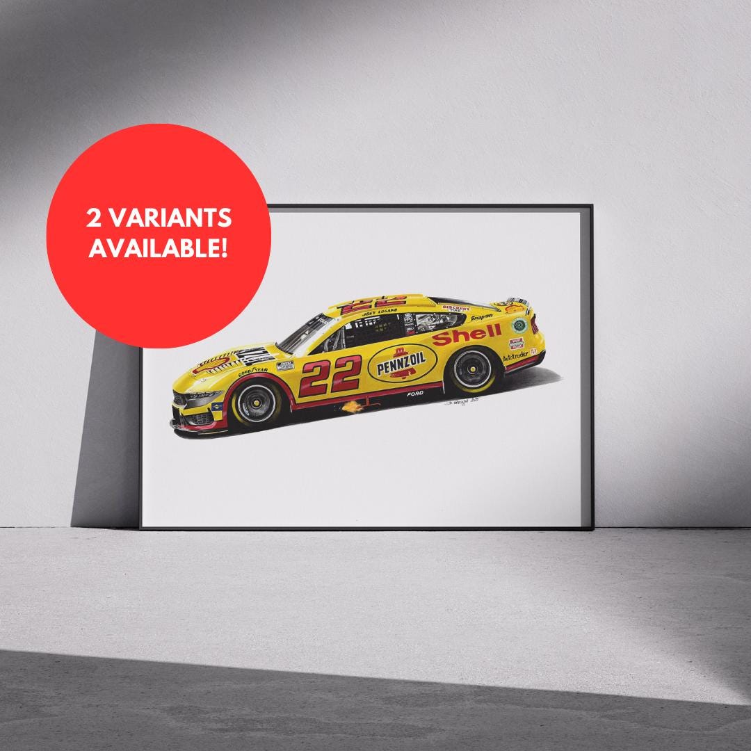Limited Edition Print of Drawing | Ford Mustang #22 | Joey Logano ...