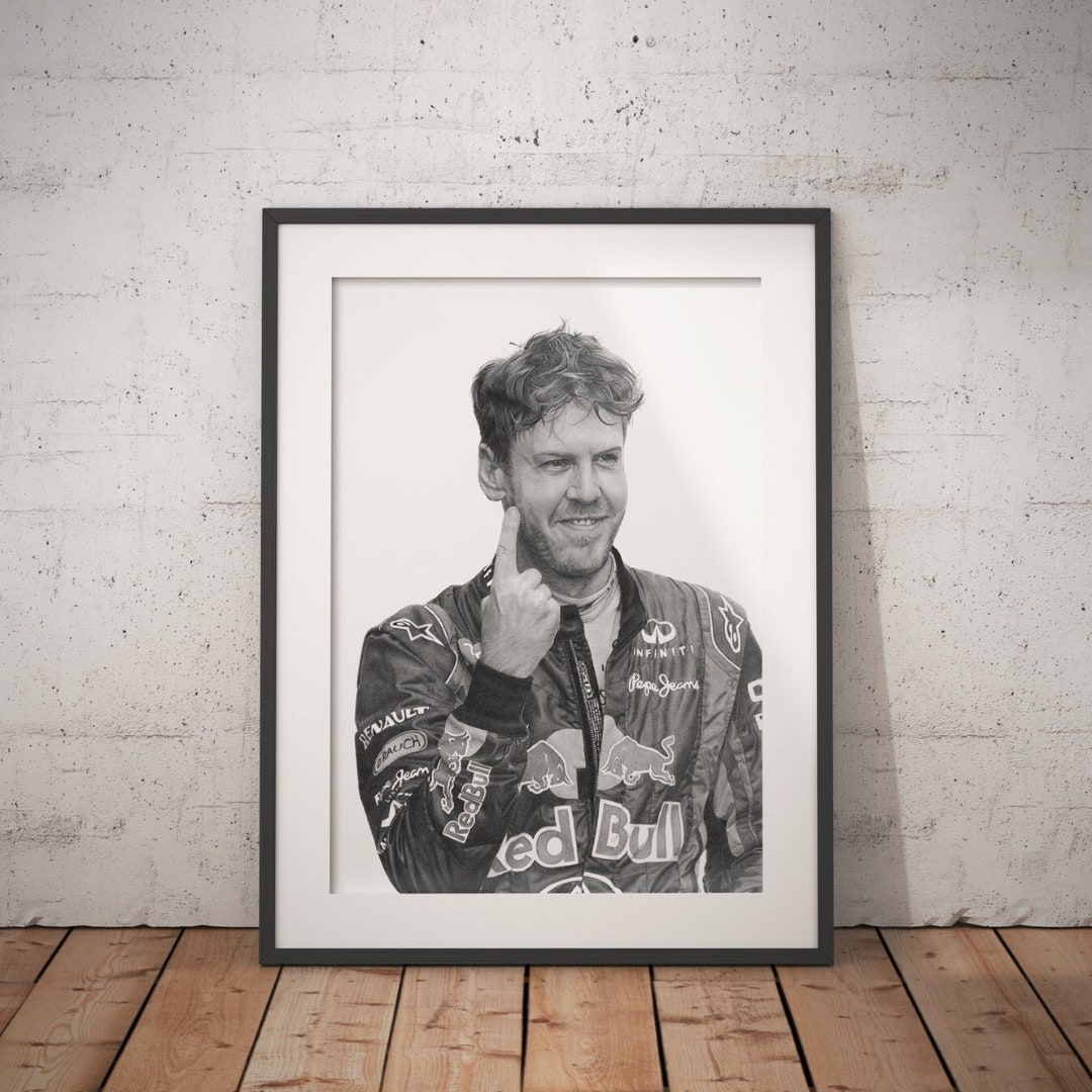 Limited Edition Print of Drawing | Sebastian Vettel | Red Bull Racing ...
