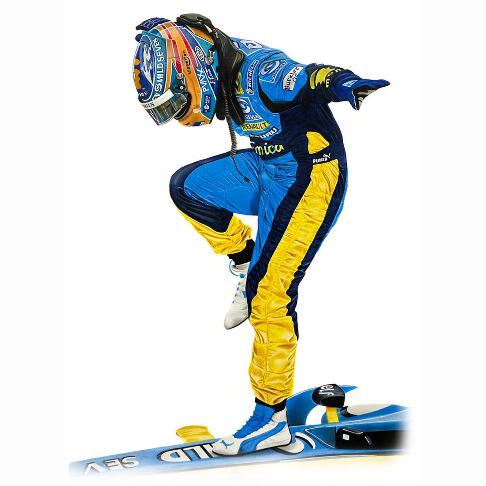 Limited Edition Print of Drawing | Fernando Alonso 2006 | Renault F1 ...