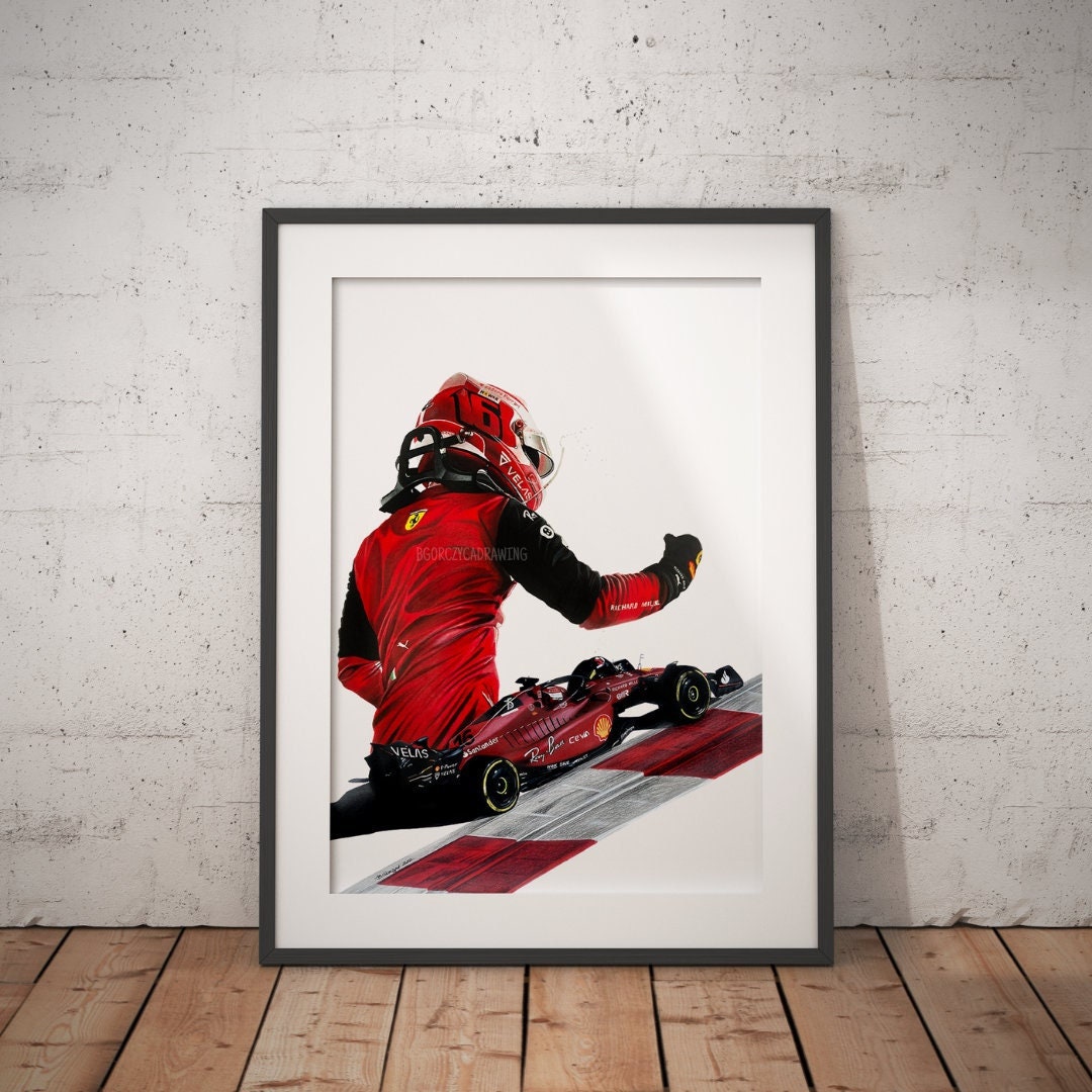 Limited Edition Print of Drawing | Charles Leclerc | Scuderia Ferrari ...