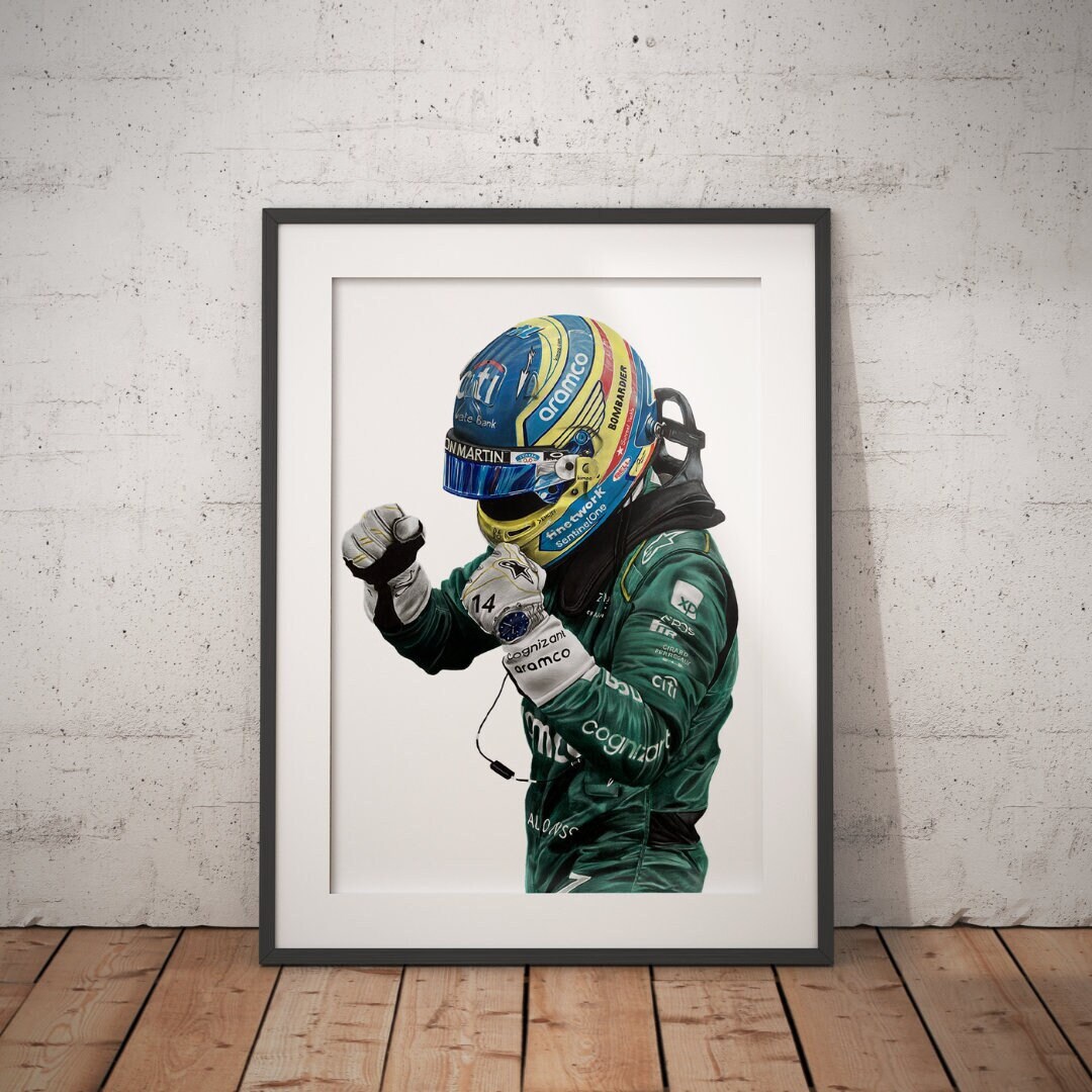Limited Edition Print of Drawing | Fernando Alonso 2023 | Aston Martin ...