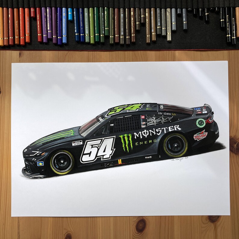 Limited Edition Print of Drawing | Toyota Camry #54 | Ty Gibbs | NASCAR ...