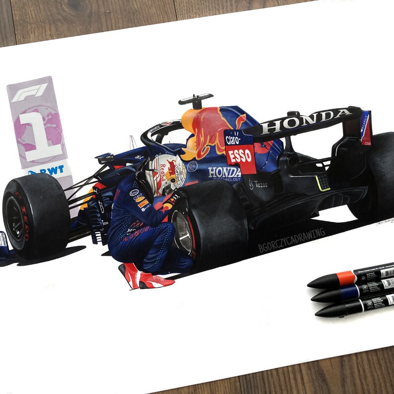 Limited Edition Print of Drawing Max Verstappen Red Bull - Etsy