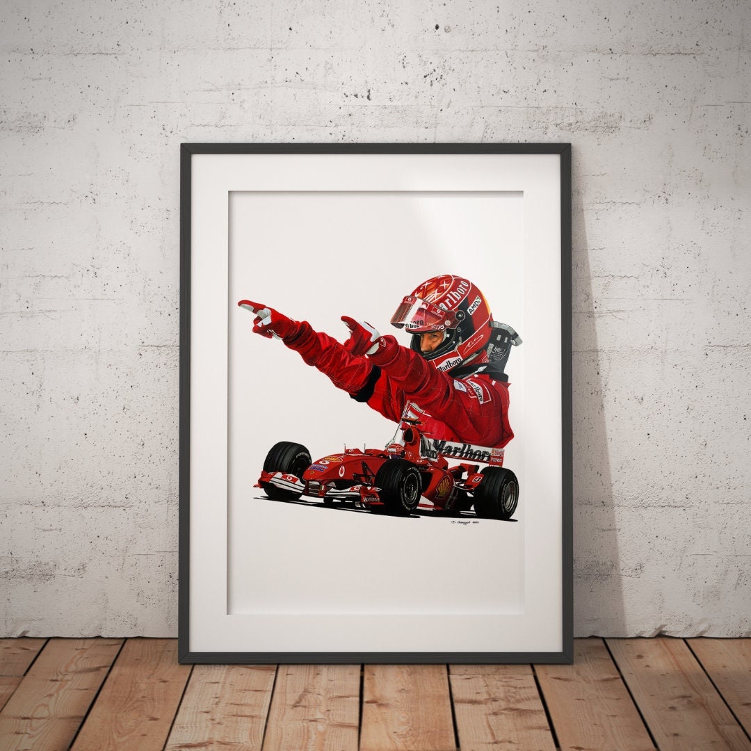 Limited Edition Print of Drawing | Michael Schumacher & Ferrari F2004 ...
