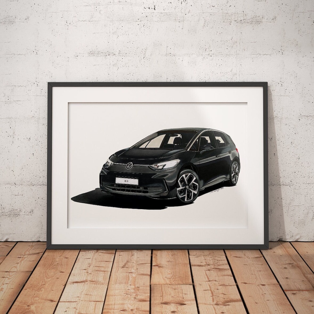 Limited Edition Print of Drawing | VW ID.3 Drawing | Electric Car | EV ...