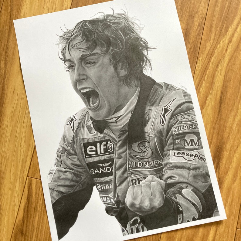 Limited Edition Print of Drawing | Fernando Alonso 2005 | Renault F1 ...