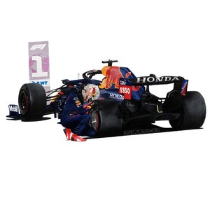Limited Edition Print of Drawing Max Verstappen Red Bull RB16B 2021 F1 ...