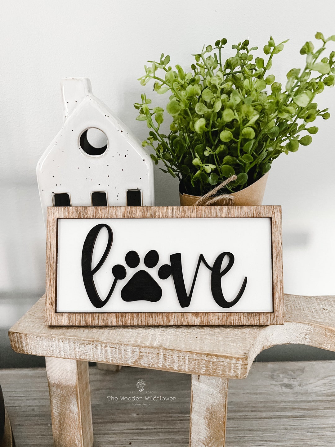 Dog Love Sign / Mini Dog Wooden Sign / Tiered Tray Decor / Dog Lover ...