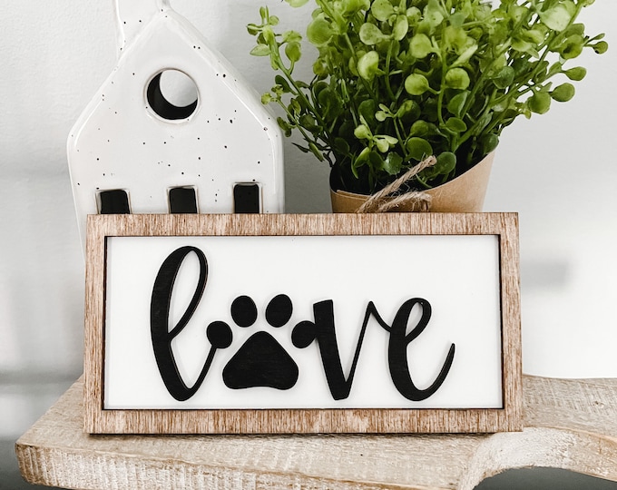 Dog Love Sign / Mini Dog Wooden Sign / Tiered Tray Decor / Dog - Etsy