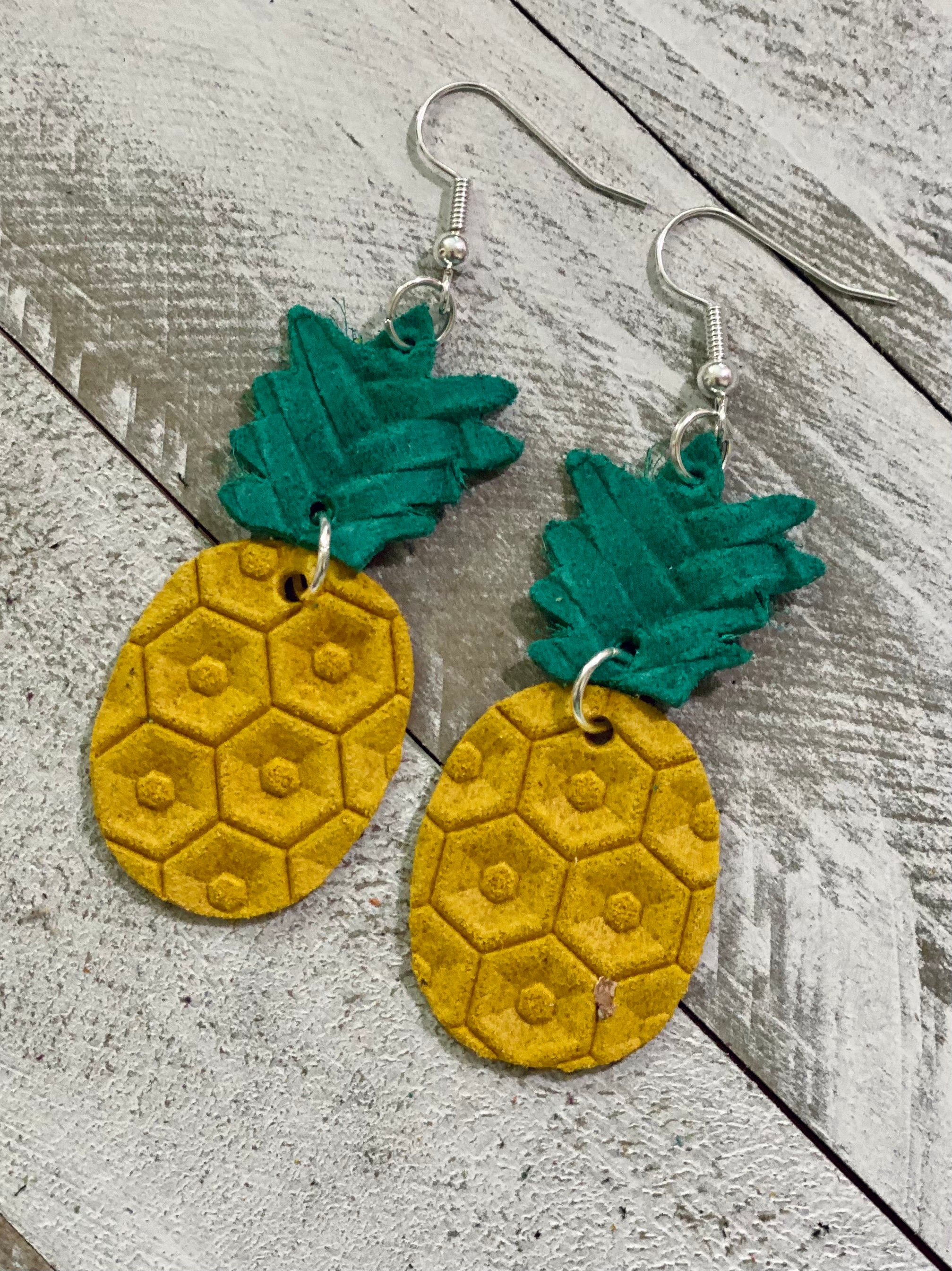Pineapple Earrings Pineapple Leather Earrings Pineapple | Etsy