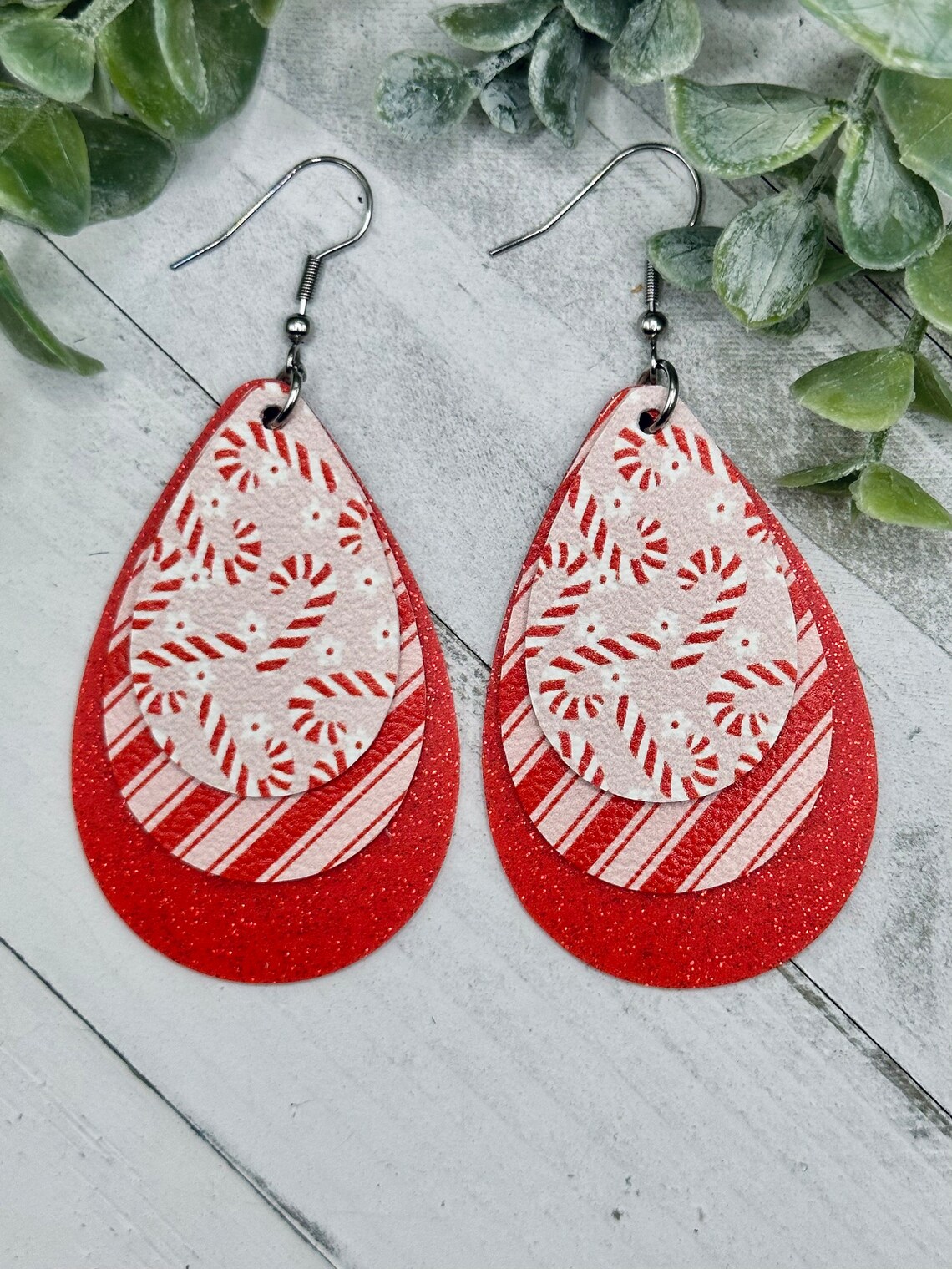 Candy Cane Earrings, Christmas Earrings, Handmade Jewelry, Christmas ...