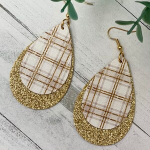 Red Plaid and Gold Earrings, Green Plaid and Gold Earrings, White Plaid ...